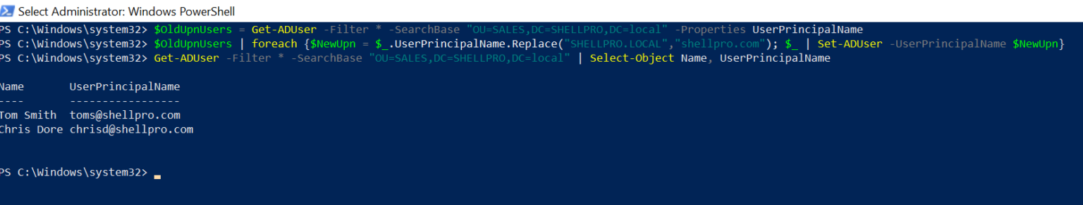 Change UPN Suffix with PowerShell - ShellGeek