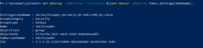 Get AdGroup Managed by User in Active Directory - ShellGeek