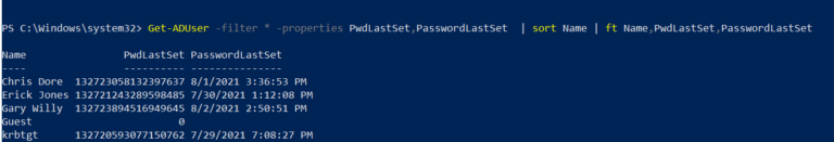 Get-AdUser PwdLastSet - Get Aduser last password change - ShellGeek