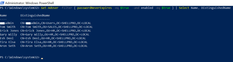 Get AdUsers with Password Never Expires - ShellGeek
