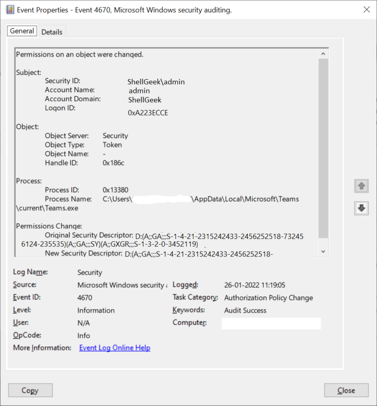 Event Id 4670 – Permissions on an object were changed - ShellGeek