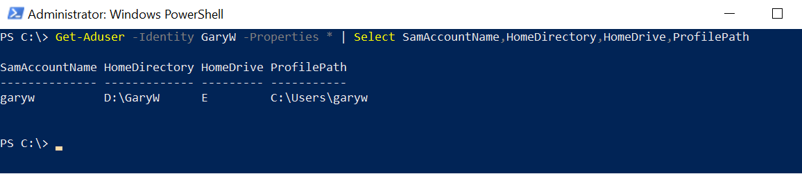 Get Ad User Home Directory and Home Drive - ShellGeek