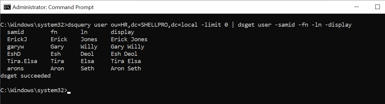 Dsquery - List all Users - ShellGeek