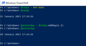 PowerShell Get-Date Minus 1 Day - ShellGeek