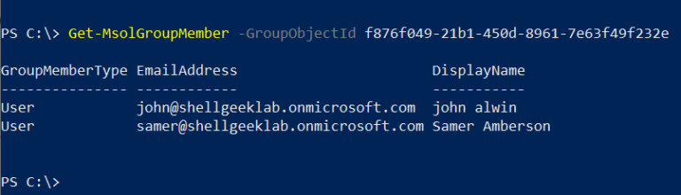 Get-MsolGroupMember - Get All Group Members in Office 365 - ShellGeek